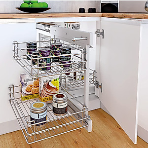 Tuhome Blind Corner Cabinet Organizer Grilled Base Silver X1 UN
