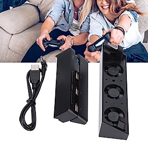 Kafuty-1 Cooling Fan and USB Hub Combination Kit for PS4 Slim Console System,4-Port USB 3.0 Adapter Splitter,Automatic Temperature Sensor Controlled Cooler,for Playstation 4 Slim
