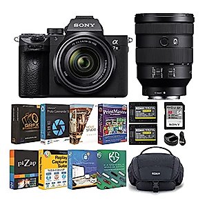 Sony Alpha a7 III Full Frame Mirrorless Digital Camera with 28-70mm OSS and FE 24-105mm f/4 G OSS Full-Frame Lens Bundle (6 Items)