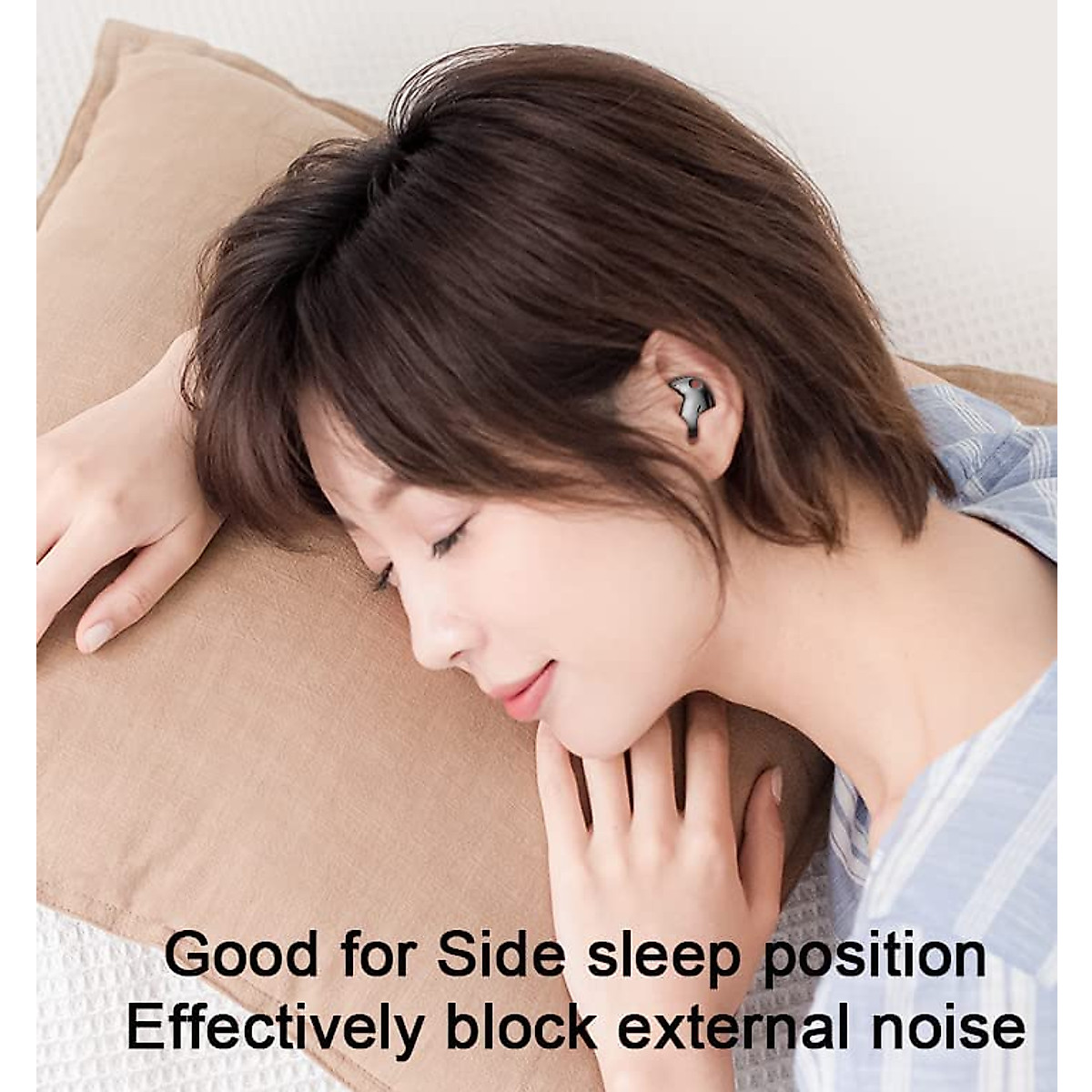 Loluka Sleeping Earbuds Invisible Bluetooth Earbuds Comfortable and Fitable for All Type Ears True Wireless Earbuds Stereo HiFi Music IPX4 Waterproof Invisible Headphones with Charging Case Nude