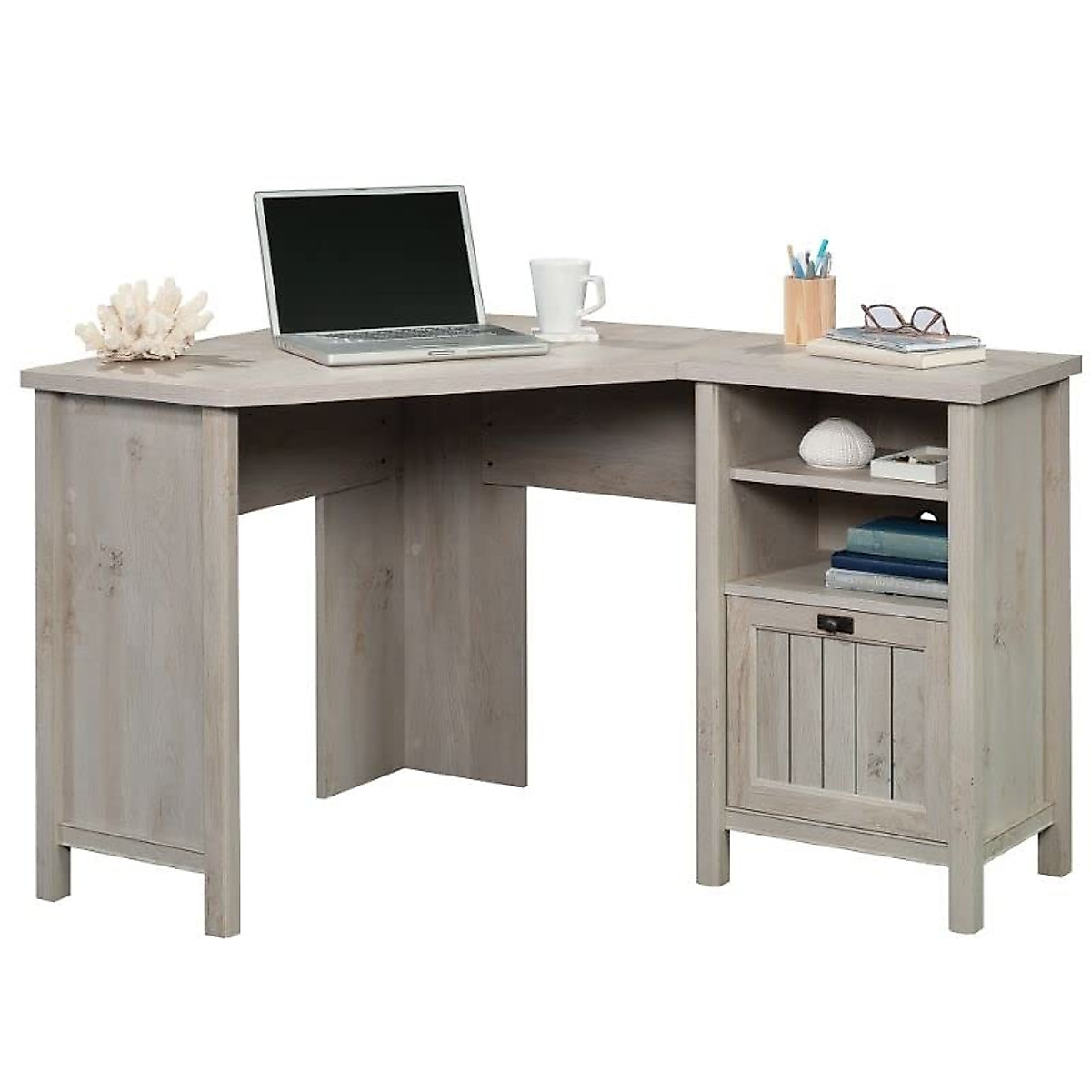 Sauder Costa Corner Computer Desk in Chalked Chestnut, Chalked Chestnut Finish