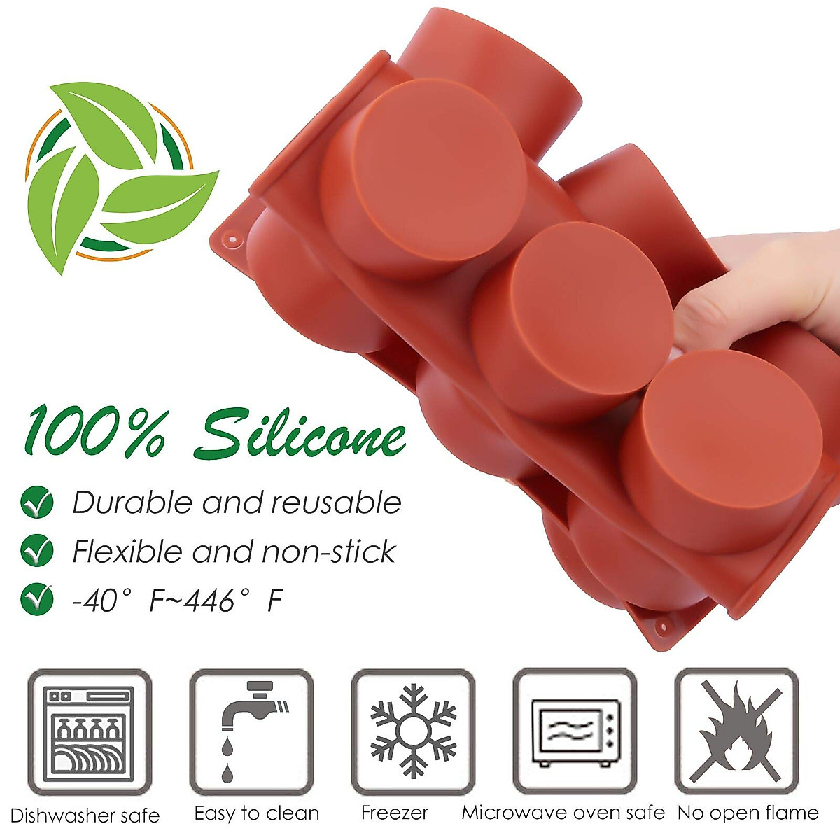 Ocmoiy 2 Inch Round Silicone Mold for Oreo Chocolate Covered Cookie Mold, 24 Cup Cylinder Silicone Mini Cake Baking Mold, Cake Puck Mold Set of 2