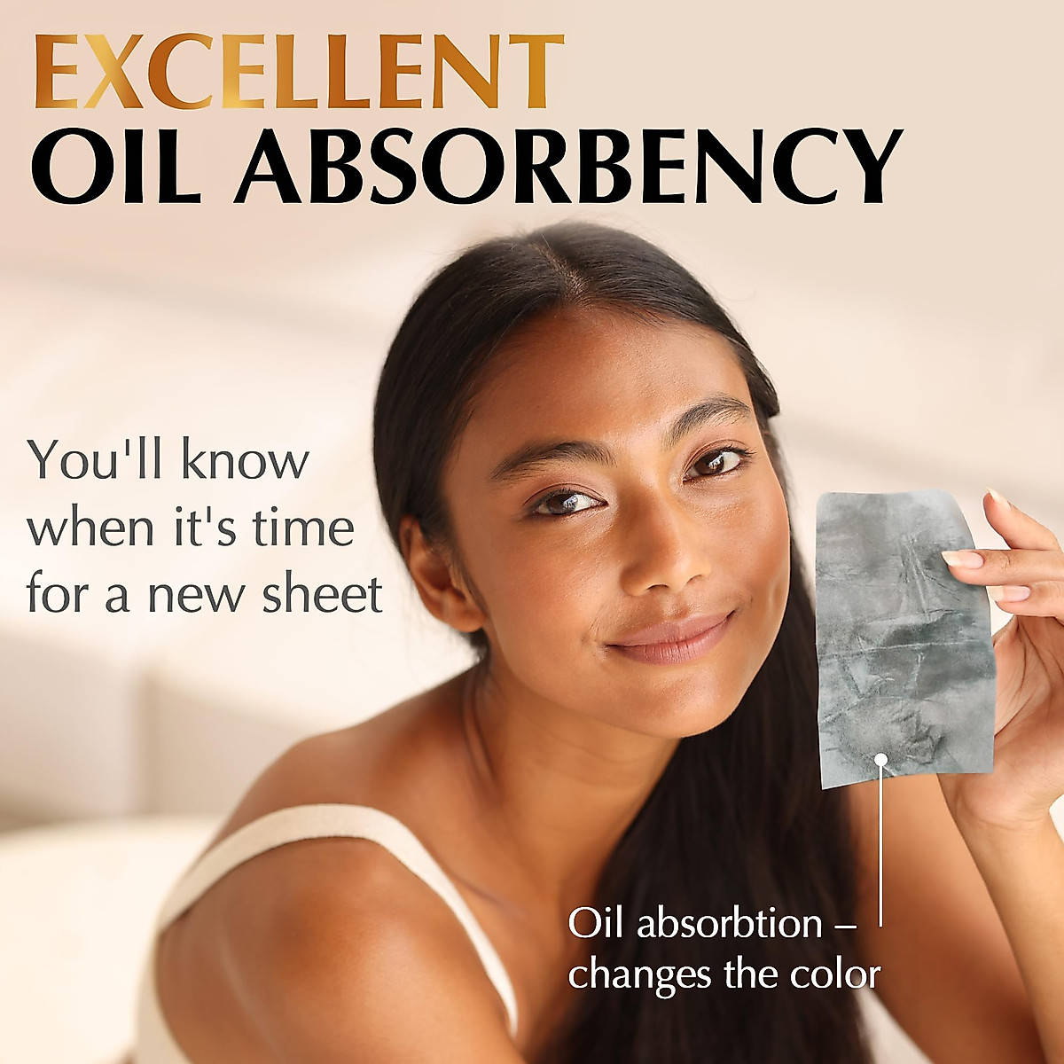 Natural Oil Blotting Sheets for Face with Bamboo Charcoal - 25% Larger - 3pk/300 Makeup Friendly Blotting Papers for Face - Easy Dispensing Oil Absorbing Sheets for Face