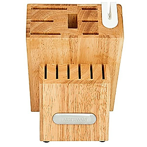 Farberware Edgekeeper Triple Riveted Knife Block Set with Built in Sharpener, 14-Piece, White