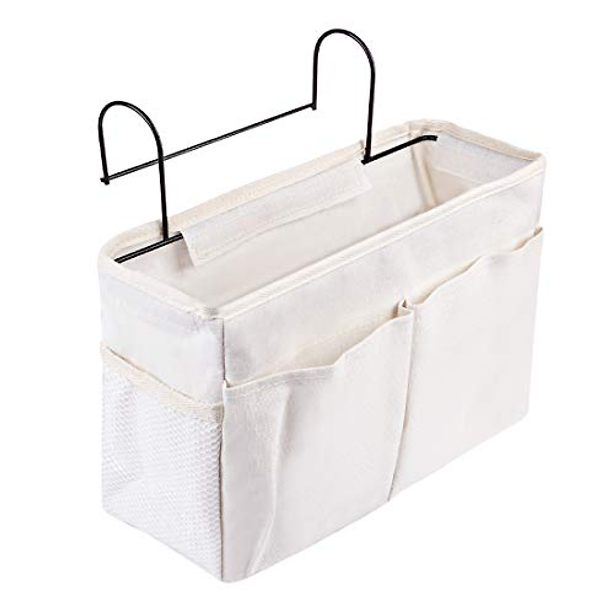 Scakbyer Bedside Caddy, 2PCS Bedside Storage Hanging Bag Bunk Bed Storage Caddy for Dormitory Room, Hospital Bed Rails, Baby Bed, Camp - White