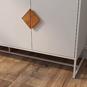 GLCHQ Sideboard Cabinet Kitchen Buffet Storage Cabinet Entryway Cupboard with Metal Legs and Solid Wood Square Handles for Kitchen Living Room Office Bedroom (4Doors and Double Storage)