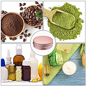2 oz Metal Round Tins Aluminum Tin Cans Salve Tins Containers with Screw Lid 10 Sheets Stickers for Salve Spice Candies Balms Candles (Rose Gold)