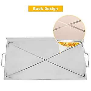 Lineslife Stainless Steel Rectangular Griddle, Flat Top Grill Plate for Stovetop with Removable Handles for BBQ Charcoal/Gas Grills, 26.8x16.5inches