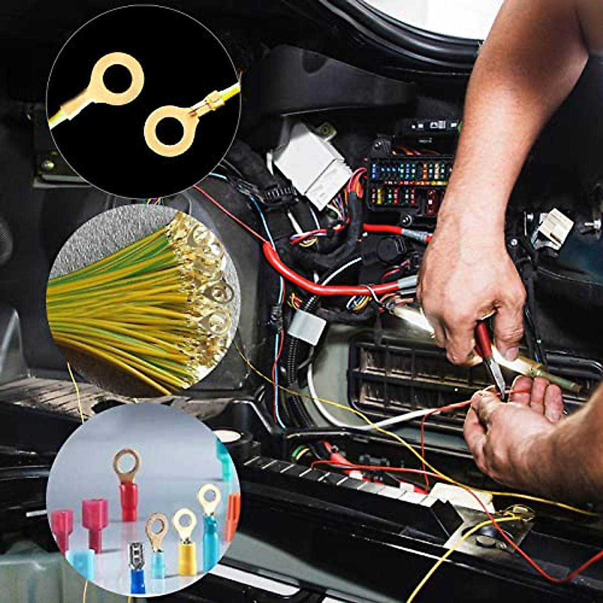 540PCS Cable Lugs Brass Wire Lugs Assortment Set Terminal Wire Connector Lugs with Storage Box M3 M4 M5 M6 M8 M10