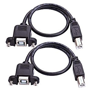 USB B Printer Extension Cable - iGreely 2Pack 1-Feet Panel Mount USB 2.0 Cable B to B - F/M (1ft)