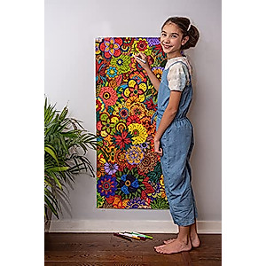 SJPRINTER Giant Coloring Poster for Kids and Adults - Creative Fun for Classrooms, Care Facilities, Schools, Groups and Families (Flowers, 24" x 48)