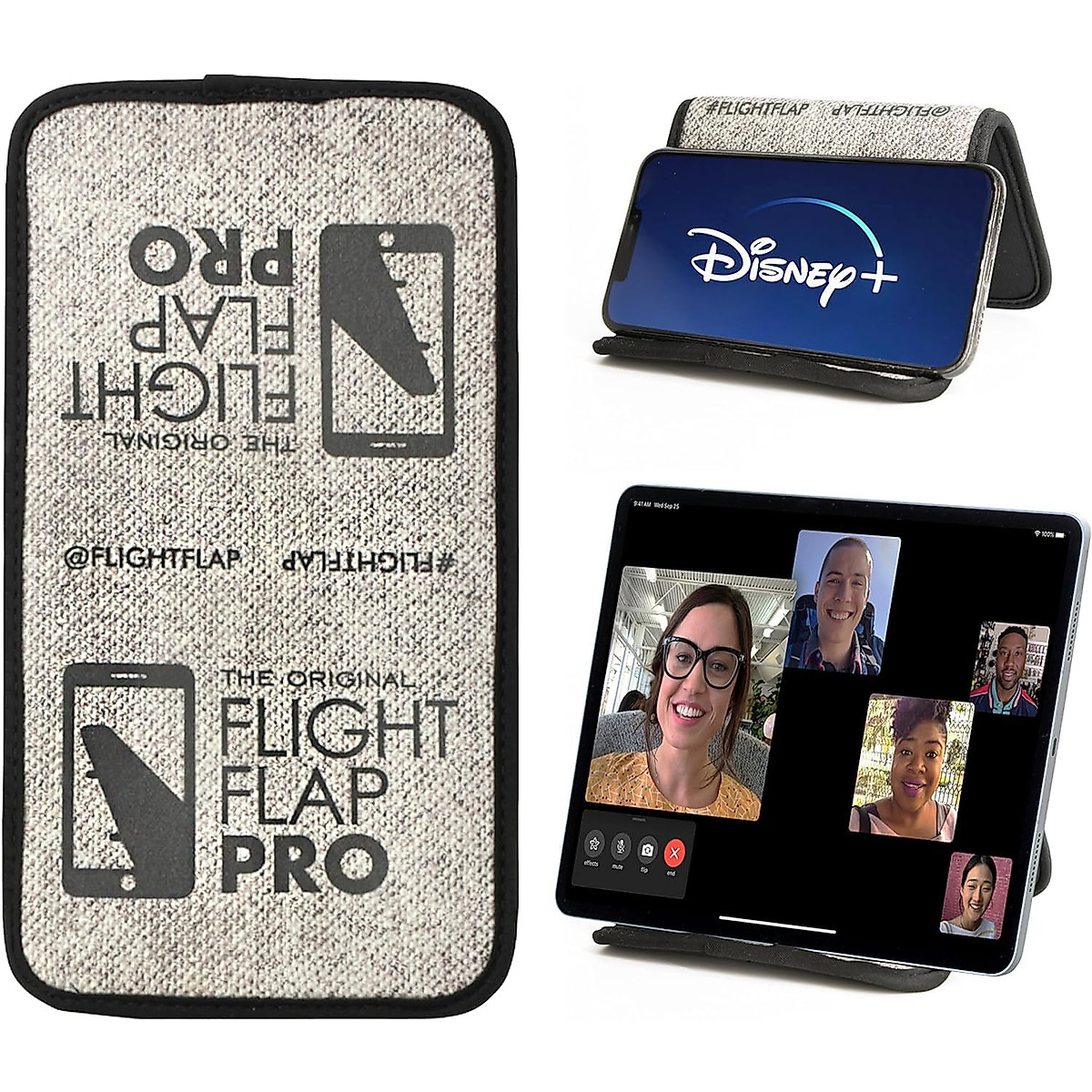 Flight Flap Airplane Phone Holder, Flexible Tablet and Cell Phone Holder, Folding Cellphone Stand for Desk, Bed, Office, Treadmill - Airplane Accessories Long Flight Travel - Plane Essentials (Pro)