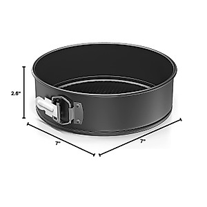 InstaExtras 9-Inch Round Aluminum Cake Pan, Black, 100% Dishwasher Safe, Leakproof Lid, Removable Bottom, 9in x 2.5in