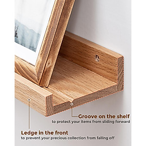 Axeman Oak Floating Shelves 36 Inch Picture Ledge Shelf Set of 2, Solid Wood Shelves with Lip for Wall Decor Storage Bedroom Living Room Bathroom Kitchen, Natural Oak