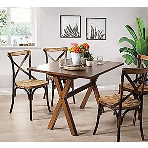 OSP Home Furnishings McKayla Solid Wood and Veneer Flip Top Table, Distressed Brown Finish