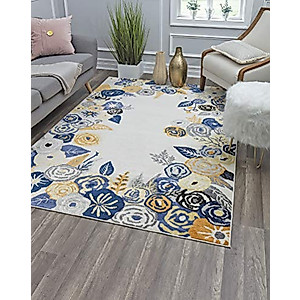 Rugs America Ivory & Multi Blooms Transitional Rug Royal Blossom Golden Ivory VA35D 5'0"X7'0" Area Rug