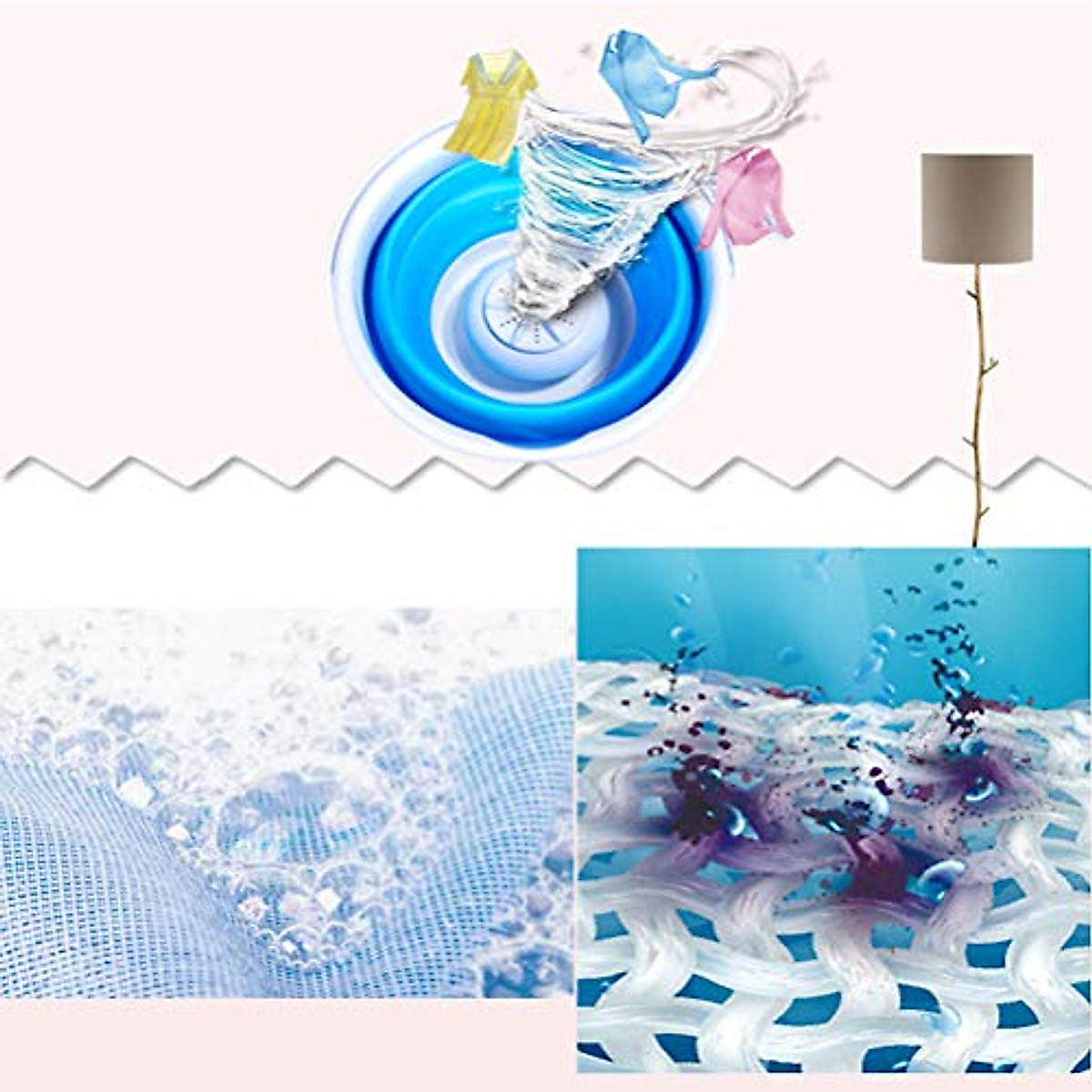 Portable Mini Foldable Washing Machine with Turbo Compact Ultrasonic Washer, Folding laundry Lazy Magic Tub USB Powered Lightweight Washer for Home Travel Dormitory Apartment