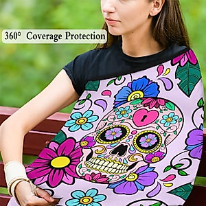 Sugar Skull Flower Baby Car Seat Cover for Baby Boys and Girls Breathable Lightweight Carseat Cover Baby Carrier Cover Soft Flexible for Girls Boys