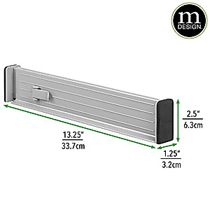 mDesign Expandable Dresser Drawer Divider with Foam Ends, Drawer Divider Locks in Place, Separators for Clothing and Accessories in Closet or Dresser Drawer, Ligne Collection, 8 Pack, Gray/Black