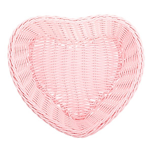 Cabilock Basket Weaving Kit Heart Shaped Basket Plastic Woven Storage Baskets Open Storage Bins Candy Bowl Bread Holder Table Centerpiece for Snack Fruit Candy Pink Basket Weaving