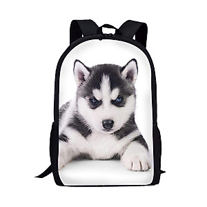 Husky School Backpacks Dog Printing for Elementary Students Casual Daypack