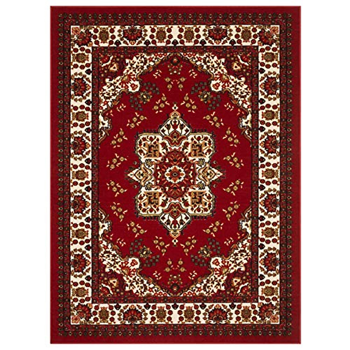 Antep Rugs Alfombras Oriental Traditional 5x7 Non-Skid (Non-Slip) Low Profile Pile Rubber Backing Indoor Area Rugs (Maroon, 5' x 7')