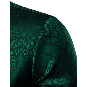 ZEROYAA Men's Hipster Slim Fit Long Sleeve Gothic Jacquard Button Up Dress Shirts for Party Prom ZLCL32-Emerald XX-Large