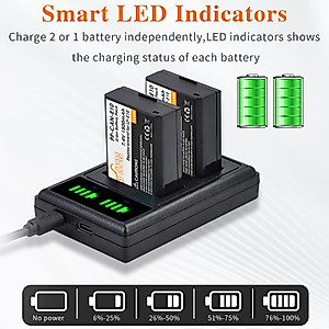 LP-E10 LPE10 Battery and LED USB Dual Charger with Type C Port Replacement for Canon EOS Rebel T6 T5 T7 T3 EOS 1200D 1100D 1300D 1500D 2000D 3000D Rebel KISS X50 X70 X80 X90