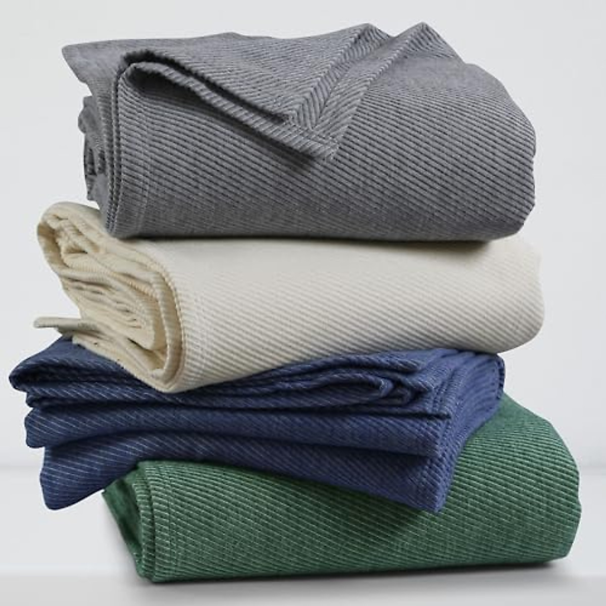 Tribeca Living Yarn Dyed Organic Cotton and Organic Wool Blanket King size, Soft and Cozy Oversized Blanket, Fade Resistant, Grey