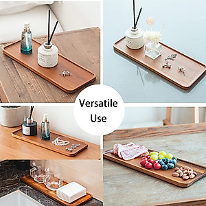 3 Pcs Acacia Wood Serving Platters Appetizer Serving Tray 14.17x5.5 Inch, Acacia Wood Serving Plates Trays for Cheese Meat Appetizer Charcuterie Individual Servings Entertaining