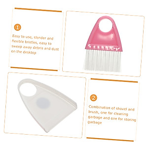 Hoement 2 Sets Small Broom Household Cleaning Brush Table Broom Dustpan Computer Cleaning Brush Cleaning Tool Desktop Cleaning Supplies Mini Brush Pet Broom Pet Hair Broom Plastic