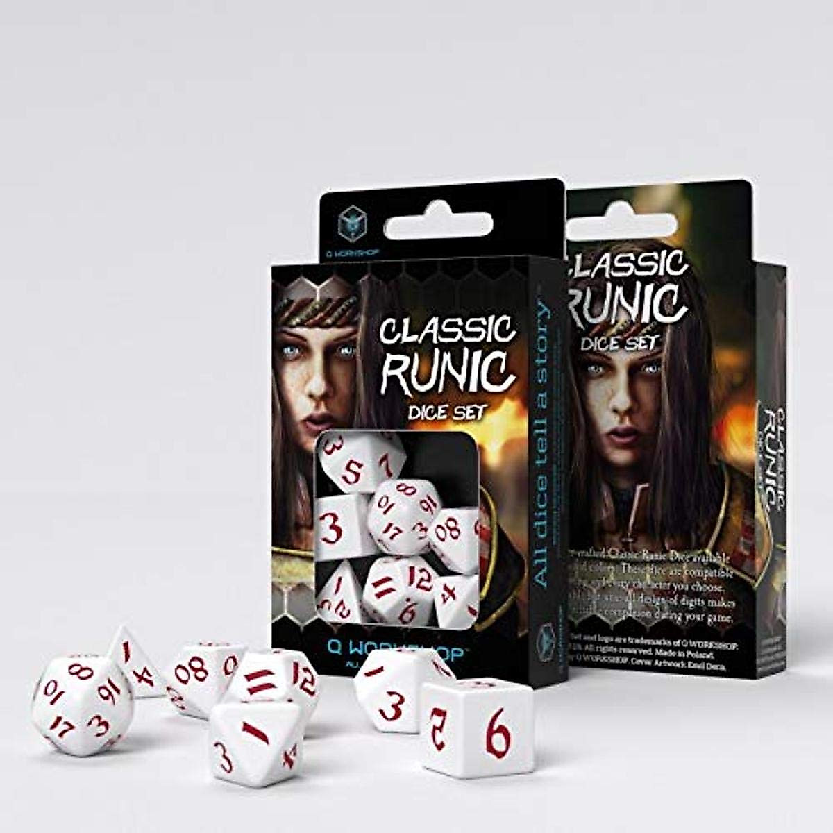 Q-Workshop Classic Runic White & Red Dice Set (7)