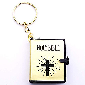 Bible Keychain, 12 PCS Miniature Real Bible Key Chains Handbag Pendant Xmas Gift with Magnifying Glass