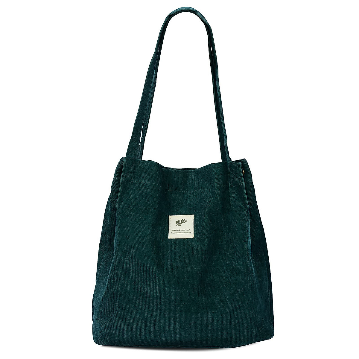 Cloele Corduroy Tote Bag for Women Shoulder Bag with Inner Pocket For Work Beach Lunch Travel And Shopping Grocery (Green)