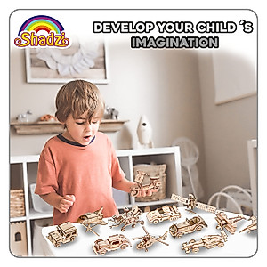Wooden Puzzle 3D Miniature Vehicles Bundle DIY Set Wooden Model Kit 12 Pack, Model Building Craft, Puzzle toys Games for Kids and Adults