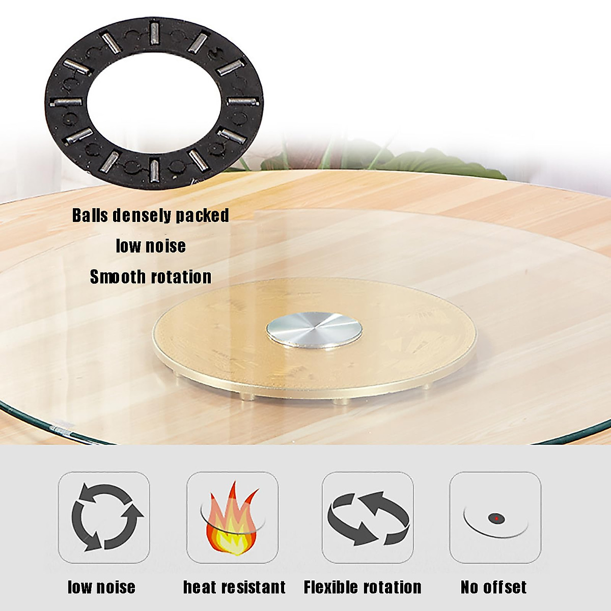 ORNBDDM Tabletop Rotating Serving Tray,Tempered Glass Lazy Susan Turntable,Transparent Tempered Glass Round Turntable,Large Tabletop Rotating Serving Tray 70cm B