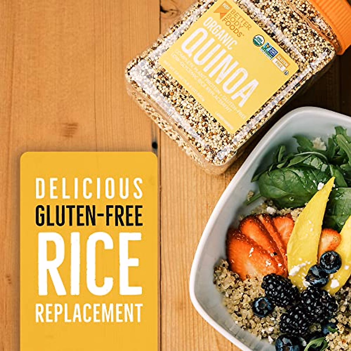 BetterBody Foods Organic Quinoa, Vegan, Complete Plant Protein, Gluten Free, Low Glycemic Rice Replacement, 24 ounce
