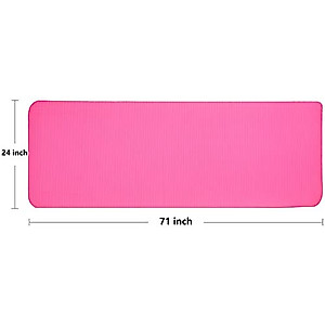 Signature Fitness All Purpose 1/2-Inch Extra Thick High Density Anti-Tear Exercise Yoga Mat and Knee Pad with Carrying Strap, Pink