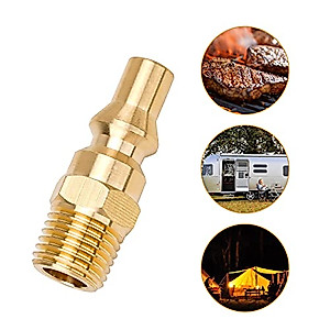 Stanbroil Propane Brass Quick Connect Fitting Adapter- Full Flow Male Plug x 1/4" Male NPT for RV Portable BBQ