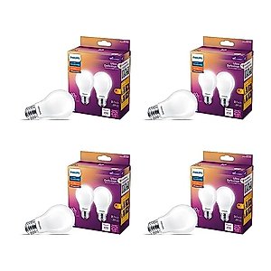 Philips LED Flicker-Free Frosted Dimmable A19 Light Bulb - EyeComfort Technology - 800 Lumen - Soft White (2700K) - 8W=60W - E26 Base - Title 20 Certified - Ultra Definition - Indoor - 8-Pack