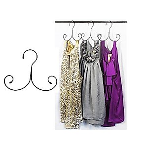 Non-Slip Cascading Hanger - Curly Hanger for Tank Tops, Sports Bra, Yoga Tops, Lingerie, Swimsuits by Boottique (Black- Set of 5)