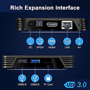 2023 Android TV Box 11.0 4GB RAM 32GB ROM RK3318 Quad-Core Cortex-A53 TV Box Android with Backlit 2.4GHz Mini Wireless Keyboard Remote Control with Touchpad Mouse Combo