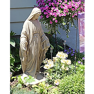 Emsco Group Virgin Mary Statue - Natural Sandstone Appearance - Made of Resin - Lightweight - 34" Height