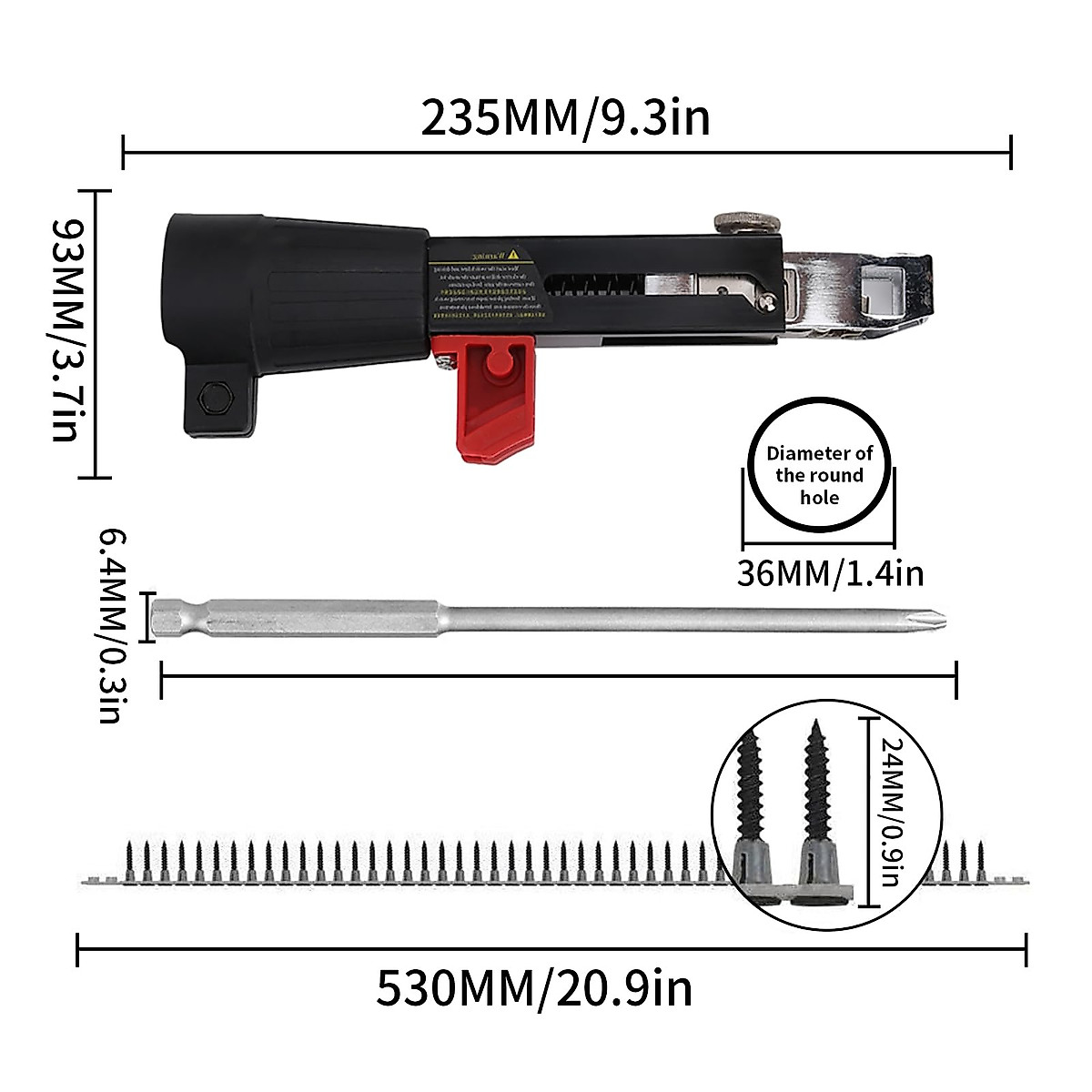 MOUMOUTEN Automatic Chain Nail Gun Adapter, Auto Feed Screw Spike Chain Screw Gun, Drywall Screw Gun for Electric Drill Woodworking Tool Cordless Power Drill Attachment