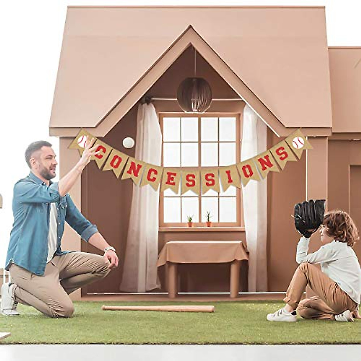 Rainlemon Jute Burlap Concession Banner Baseball Theme Baby Shower Birthday Party Bunting Garland Decoration Supply