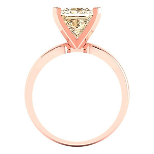 Clara Pucci 2.5 ct Princess Cut Solitaire Genuine Natural Morganite Wedding Bridal Designer Anniversary Engagement Ring 14k Rose Gold