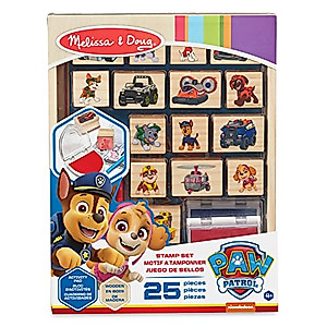 Melissa & Doug PAW Patrol Wooden Stamps Activity Set with Markers, Activity Pad (25 Pieces)