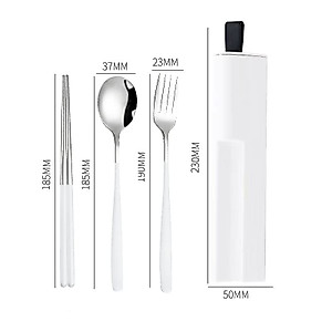 Muka Set of 3 Portable Flatware Set w/Fork Sproon Chopsticks Utensils Stainless Steel w/Cellphone Holder-Dark Green