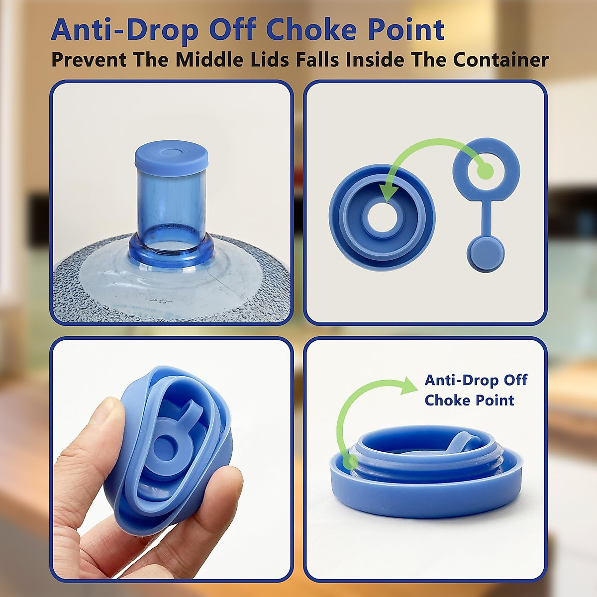 CozyBlue Reusable Silicone 5 Gallon Water Jug Cap - 3 Packs (Blue)