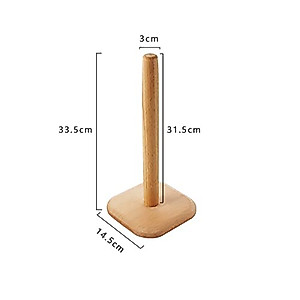 HUAJIE BienStylife Paper Towel Holder, Wooden Base Kitchen Paper Hanger Rack Bathroom Towel Roll Stand Organizer Countertop Wooden Paper Towel Holder (Natural Wood), WDH-001